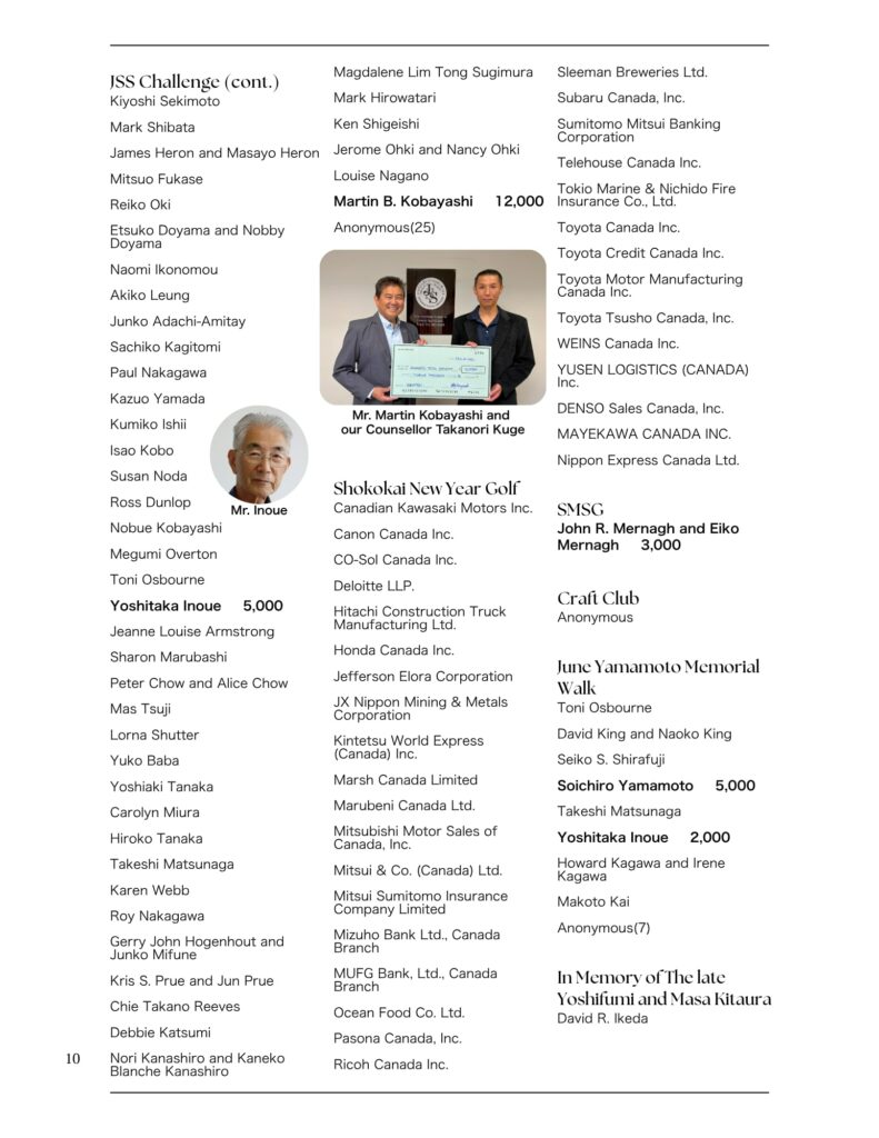 Acknowledgement | Japanese Social Services